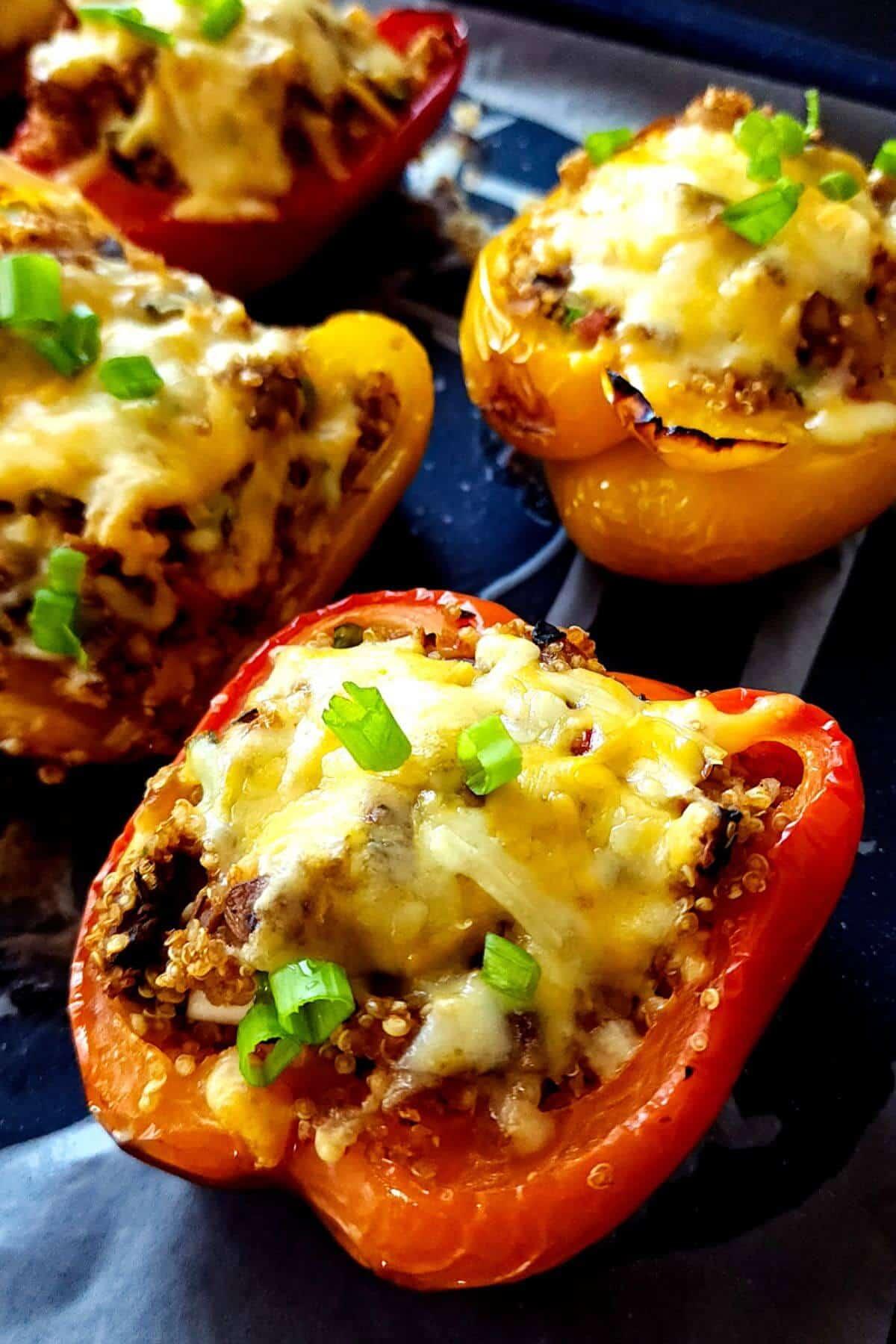 Steamed Bell Peppers Stuffed with Mushrooms | Savory Touch