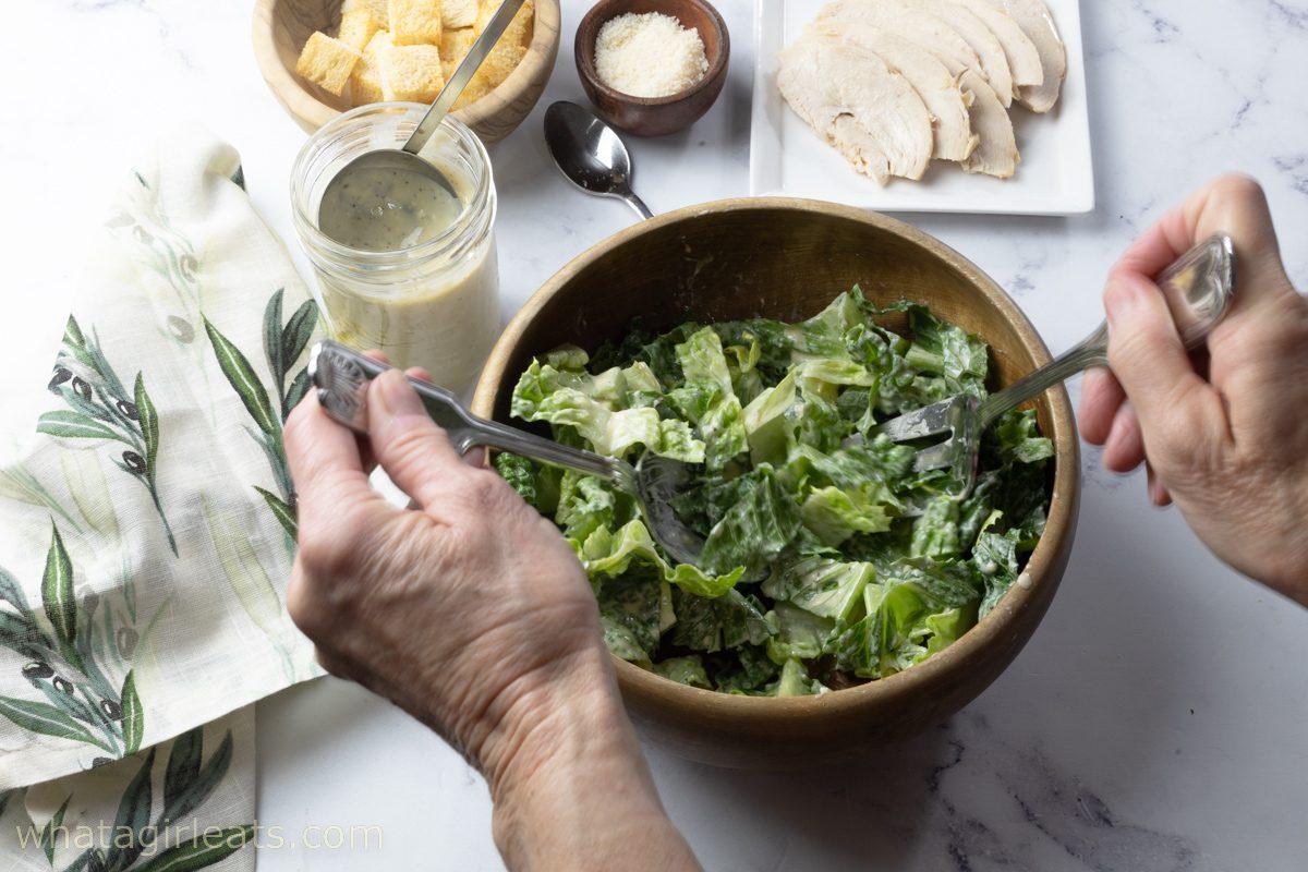 Chicken Caesar Salad with Crostini | Savory Touch